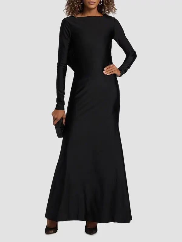 MARIANDREE GAITAN Naomi Draped Cowl-back Floor-length Gown