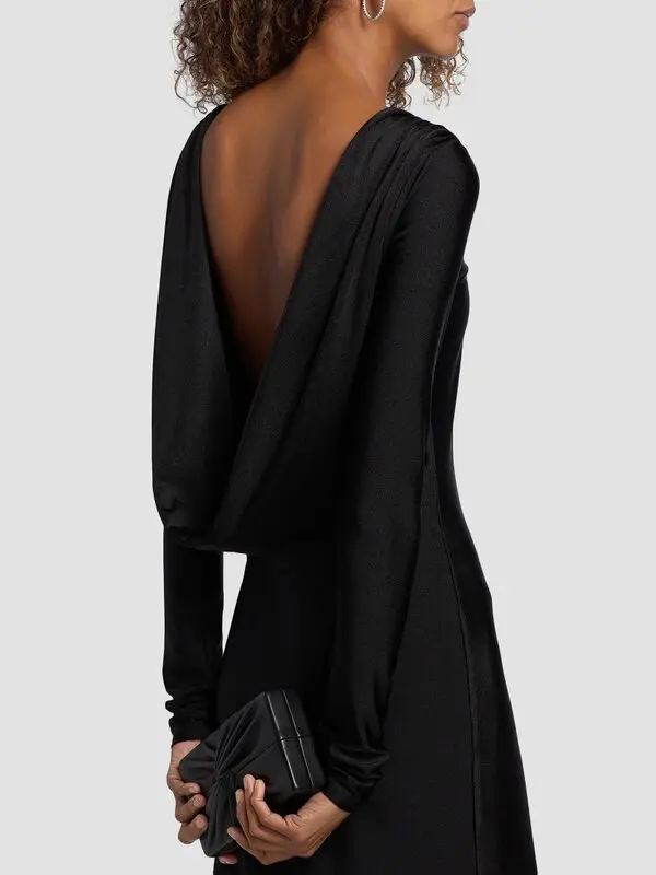 MARIANDREE GAITAN Naomi Draped Cowl-back Floor-length Gown