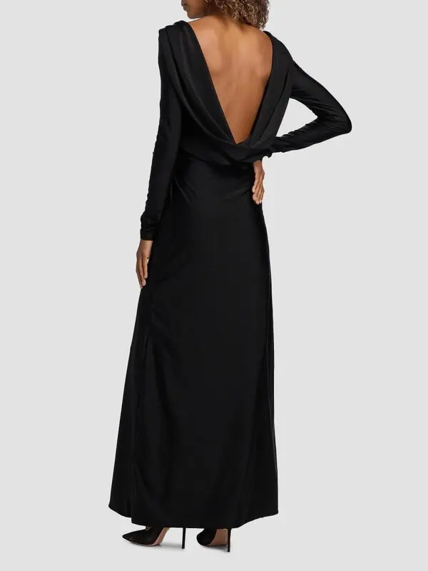 MARIANDREE GAITAN Naomi Draped Cowl-back Floor-length Gown
