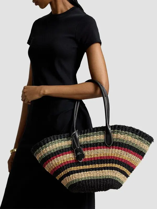 Polo Ralph Lauren Bellport Striped Raffia Tote Bag