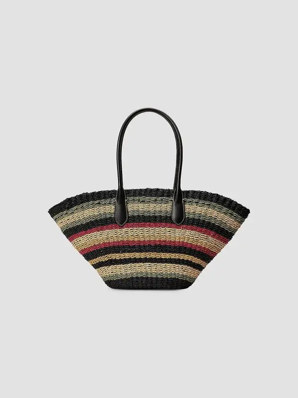 Polo Ralph Lauren Bellport Striped Raffia Tote Bag
