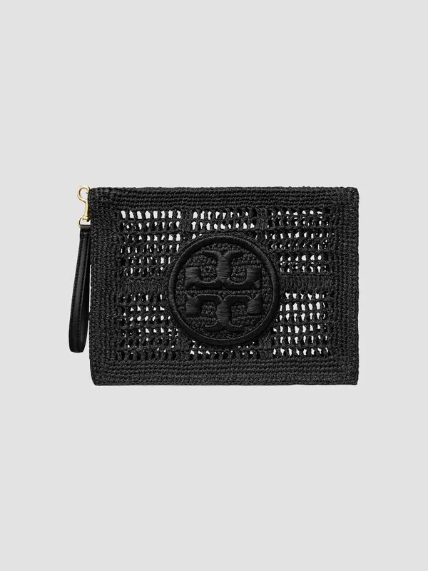Tory Burch Ella Crocheted Raffia Pouch