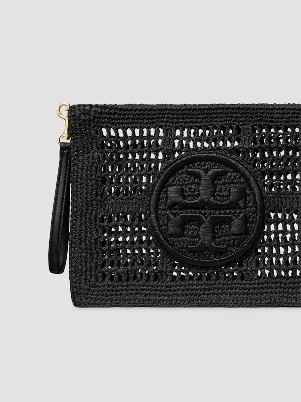 Tory Burch Ella Crocheted Raffia Pouch