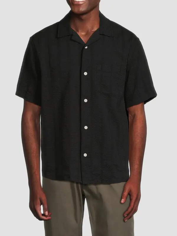 CORRIDOR Striped Seersucker Camp Shirt