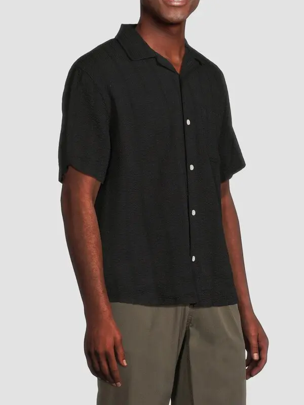 CORRIDOR Striped Seersucker Camp Shirt