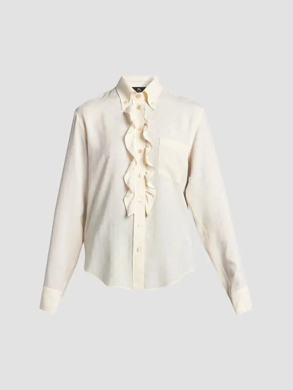 Etro Ruffle Placket Silk-blend Shirt