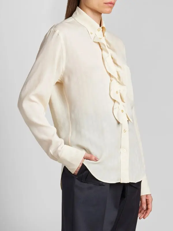 Etro Ruffle Placket Silk-blend Shirt