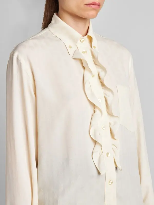 Etro Ruffle Placket Silk-blend Shirt