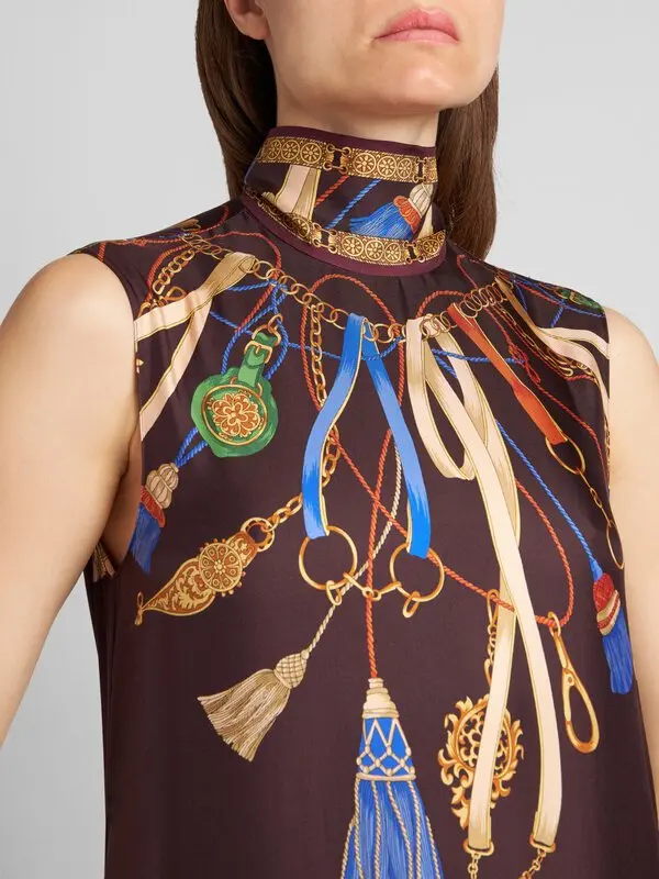 Etro Strap Print Silk Gown