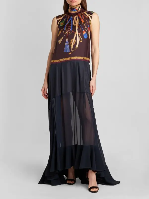 Etro Strap Print Silk Gown