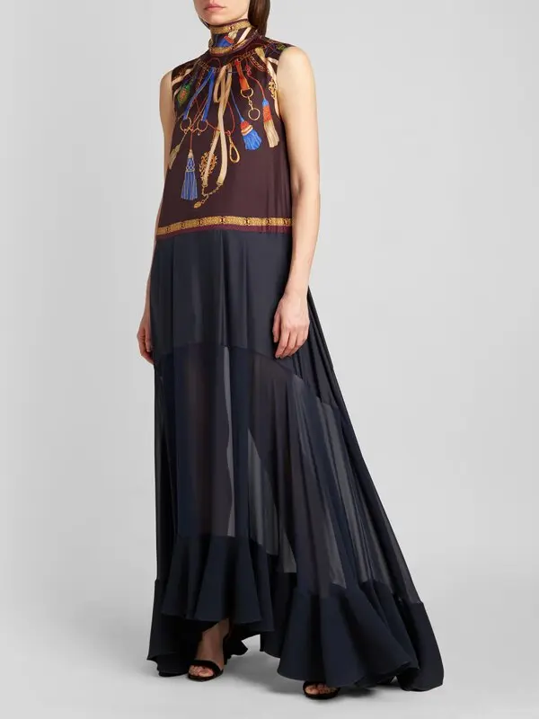 Etro Strap Print Silk Gown