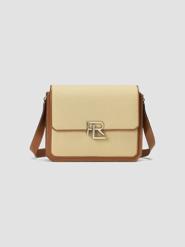 Ralph Lauren Rl Cotton & Leather Crossbody Bag - Tan Gold