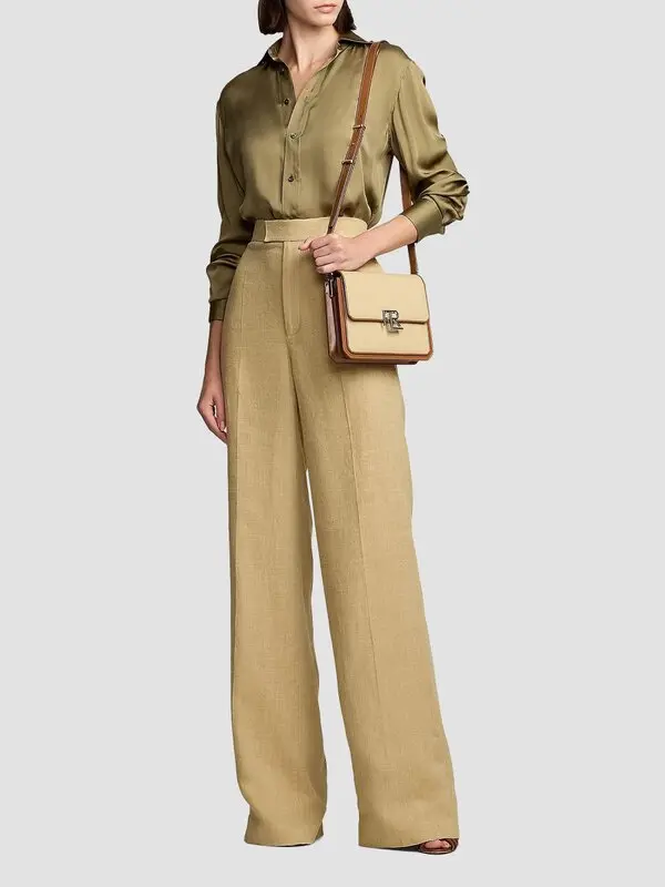 Ralph Lauren Rl Cotton & Leather Crossbody Bag
