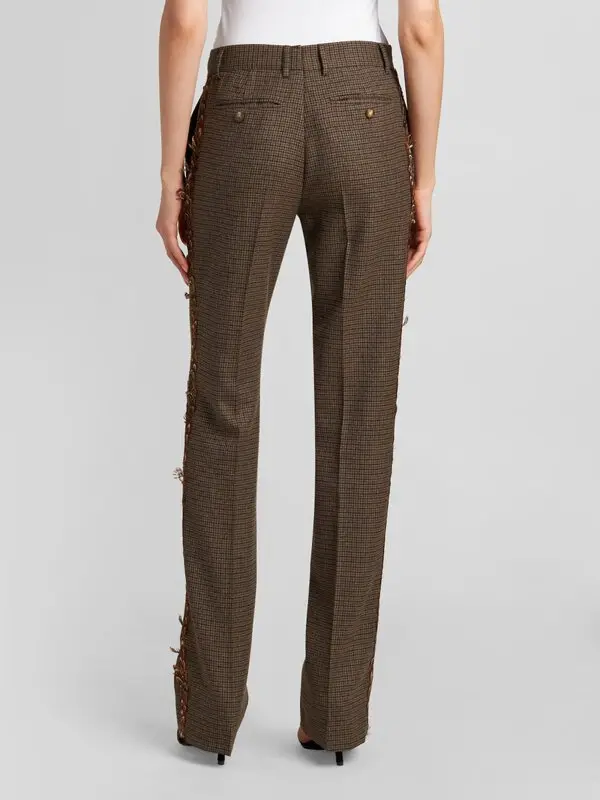 Etro Feather Striped Wool Trousers