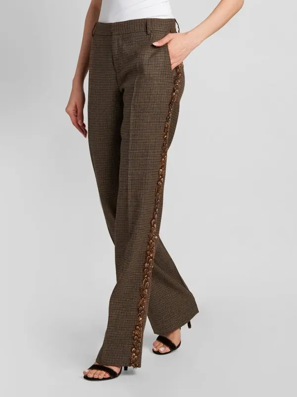 Etro Feather Striped Wool Trousers