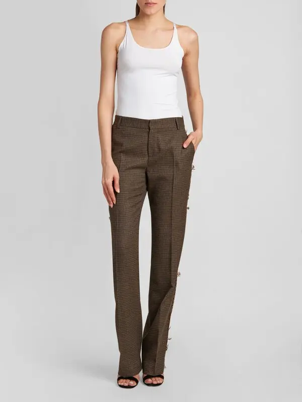 Etro Feather Striped Wool Trousers