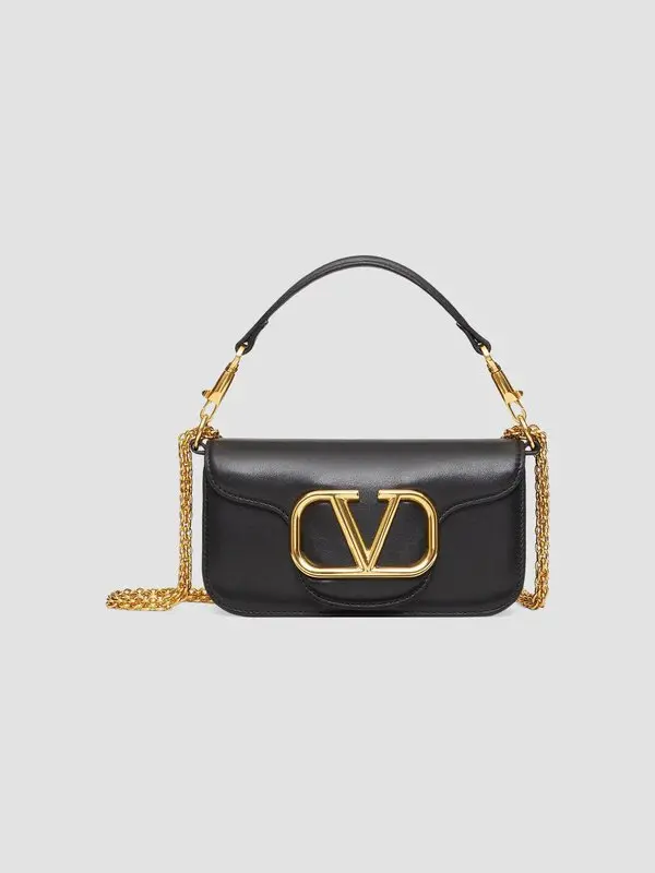 Valentino Garavani Locò Small Shoulder Bag In Calfskin - Black