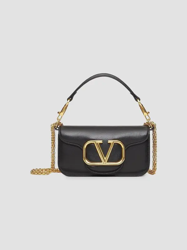 Valentino Garavani Locò Small Shoulder Bag In Calfskin - Black