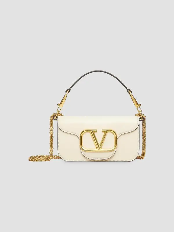 Valentino Garavani Locò Small Shoulder Bag In Calfskin - Light Ivory