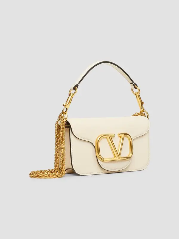 Valentino Garavani Locò Small Shoulder Bag In Calfskin - Light Ivory