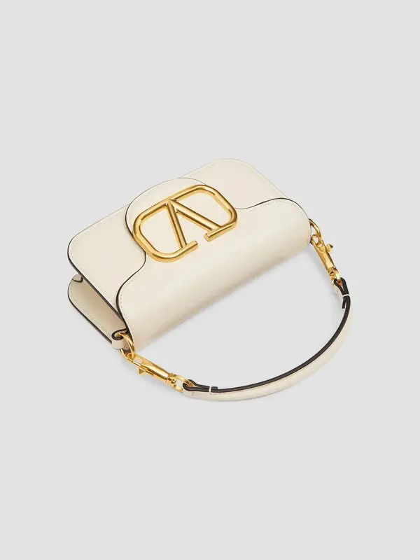 Valentino Garavani Locò Small Shoulder Bag In Calfskin - Light Ivory