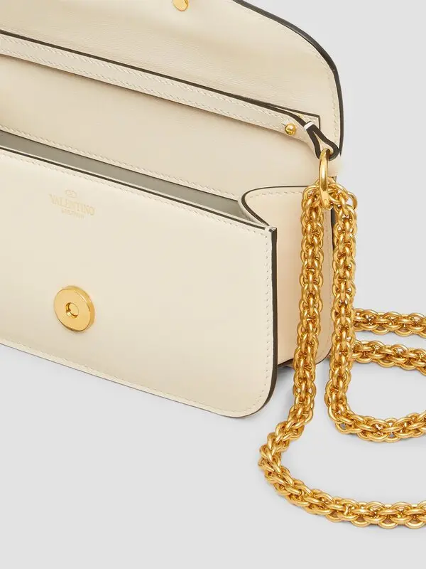 Valentino Garavani Locò Small Shoulder Bag In Calfskin - Light Ivory