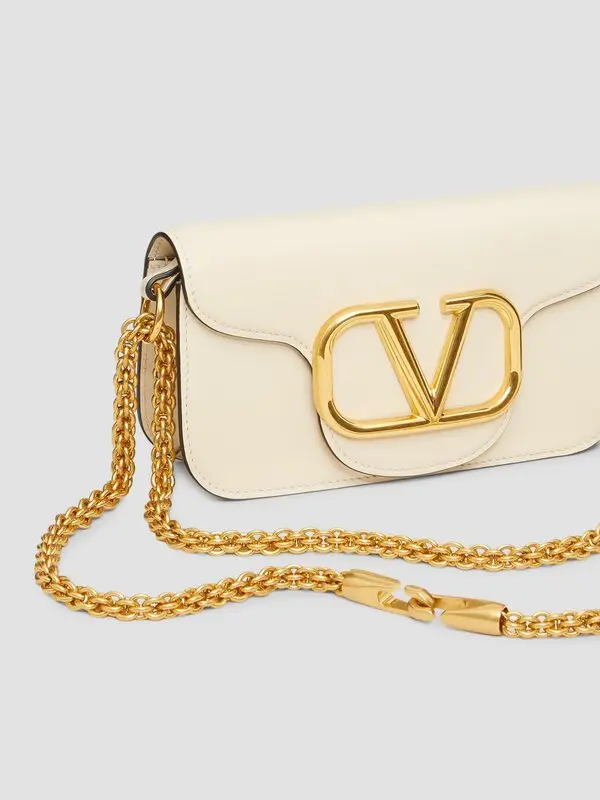Valentino Garavani Locò Small Shoulder Bag In Calfskin - Light Ivory