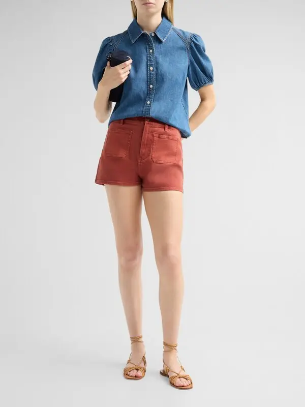 Veronica Beard Elijah High-rise Denim Shorts - Rust