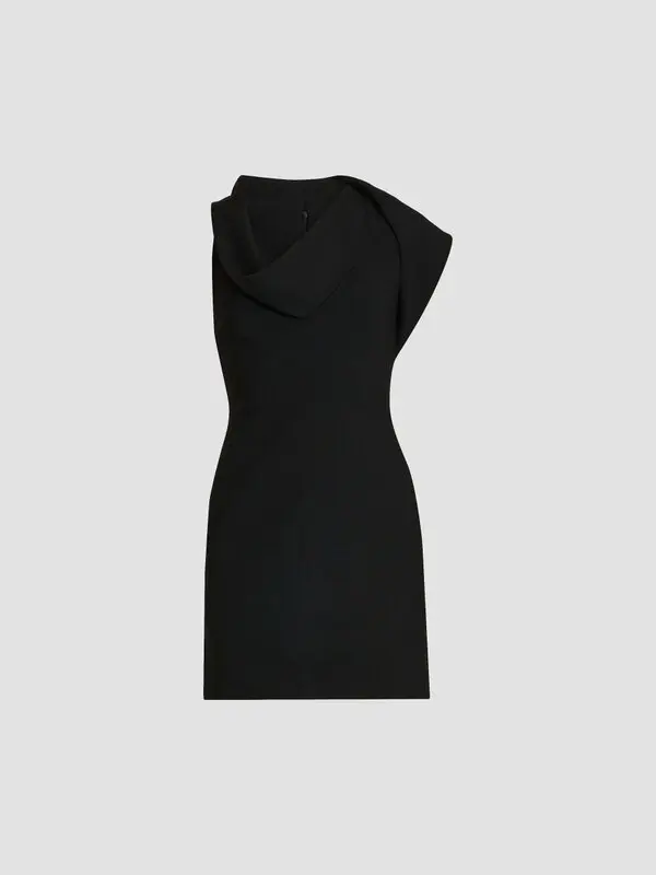 FERRAGAMO Draped Stretch Twill Minidress - Nero