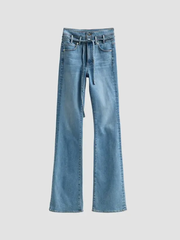 Veronica Beard Beverly Stretch-cotton Tie-waist Flare Jeans