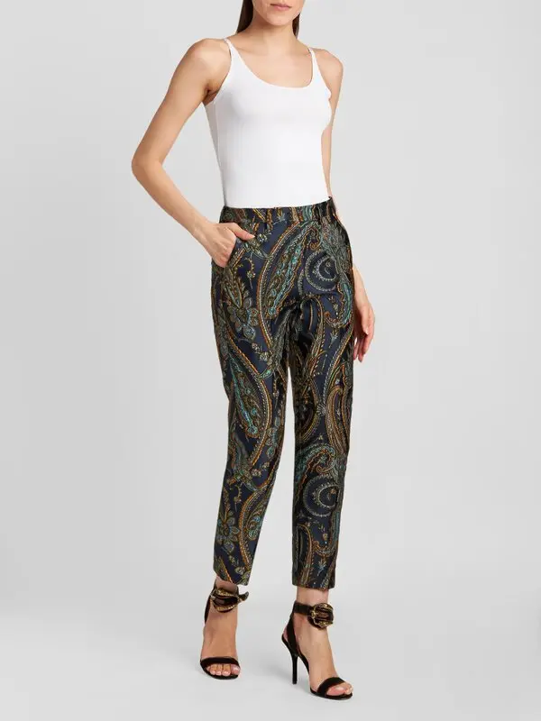 Etro Satin Paisley Tapered Trousers