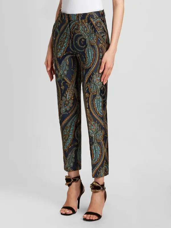Etro Satin Paisley Tapered Trousers