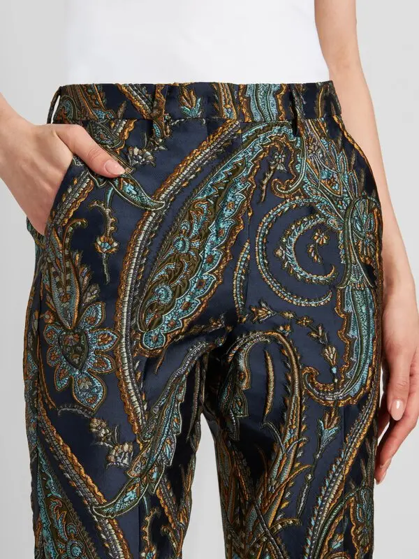 Etro Satin Paisley Tapered Trousers
