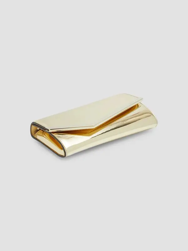 JIMMY CHOO Emmie Metallic Leather-blend Clutch