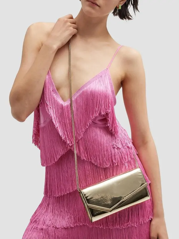 JIMMY CHOO Emmie Metallic Leather-blend Clutch