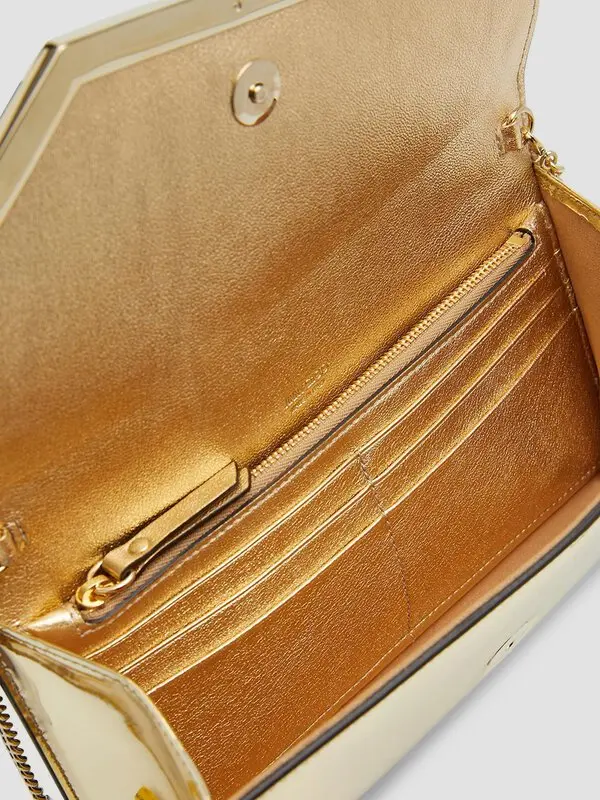 JIMMY CHOO Emmie Metallic Leather-blend Clutch