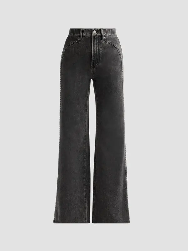 Veronica Beard Grant Rhinestone High-rise Wide-leg Jeans
