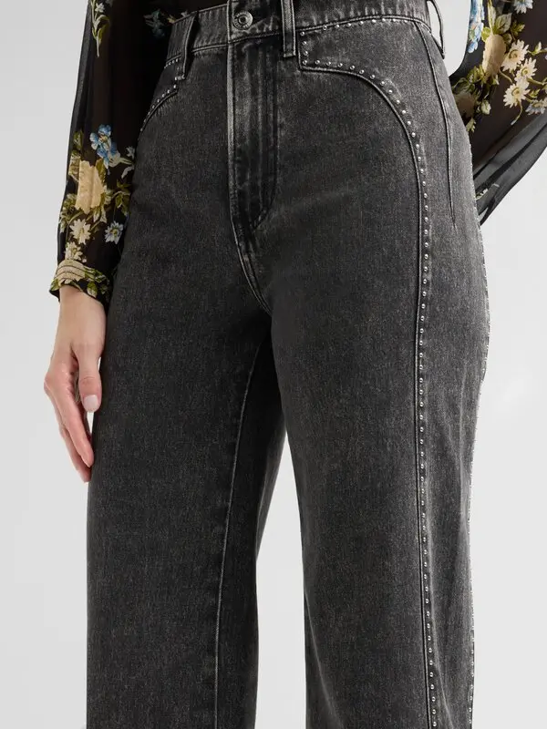 Veronica Beard Grant Rhinestone High-rise Wide-leg Jeans