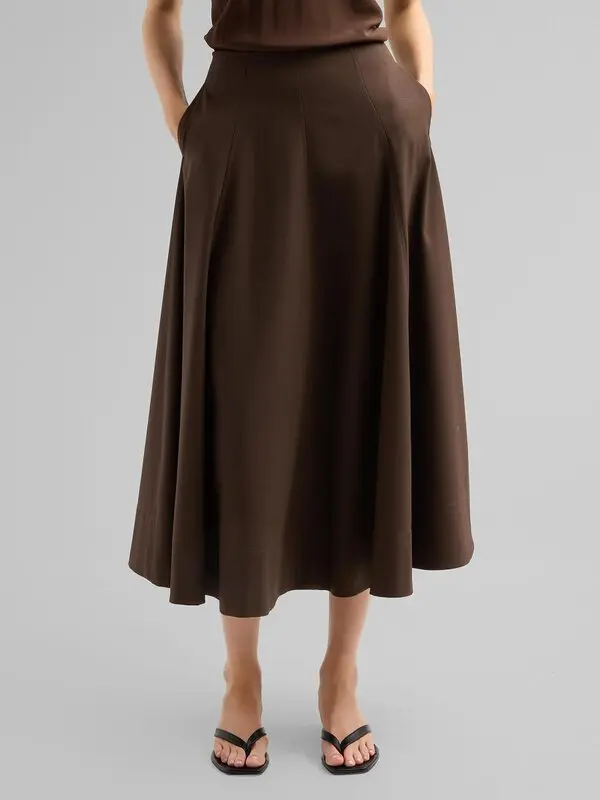 A.L.C. Aminah Virgin Wool-blend A-line Midi Skirt