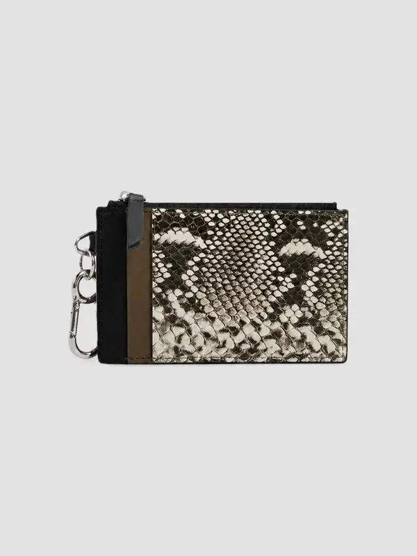 Veronica Beard Snakeskin-embossed Leather Card Holder