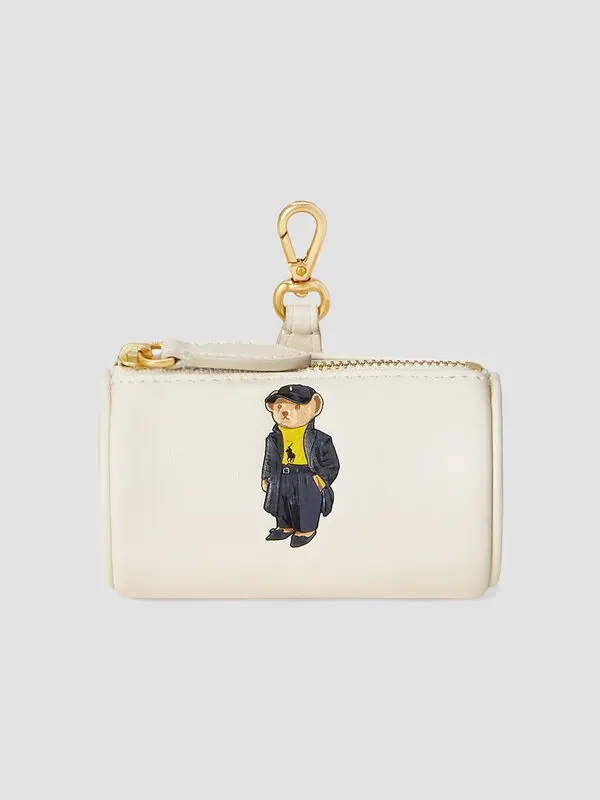 Polo Ralph Lauren Holiday Bear Leather Card Case - Ivory