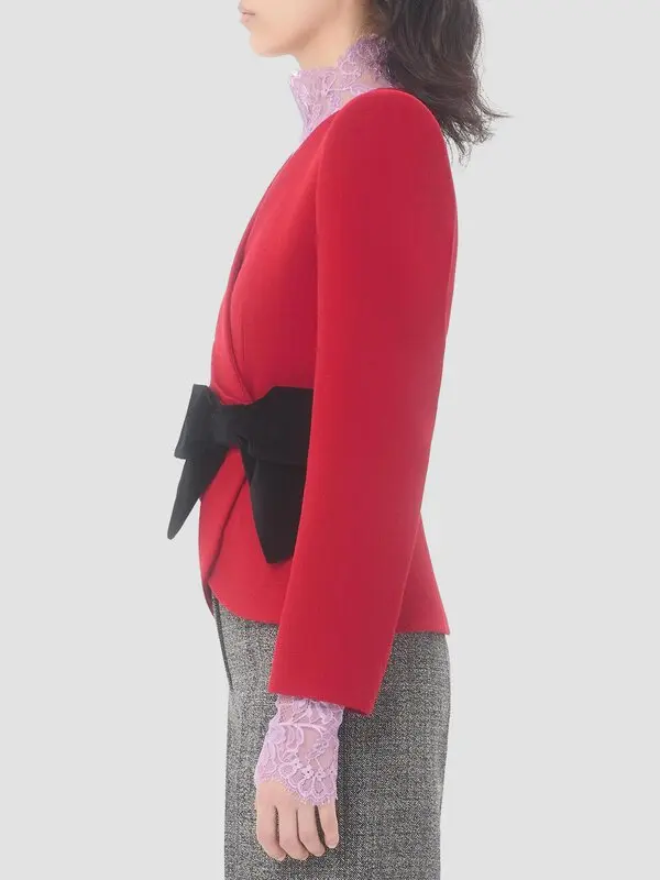Valentino Garavani Wool Crepe Jacket With Contrasting Bow - Paris Black