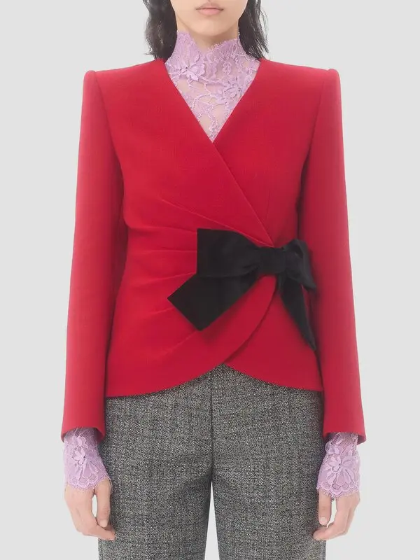 Valentino Garavani Wool Crepe Jacket With Contrasting Bow - Paris Black