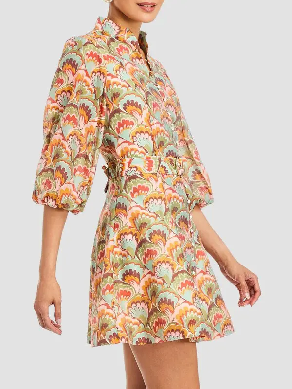 Mestiza New York Valencia Abstract Organza Belted Minidress