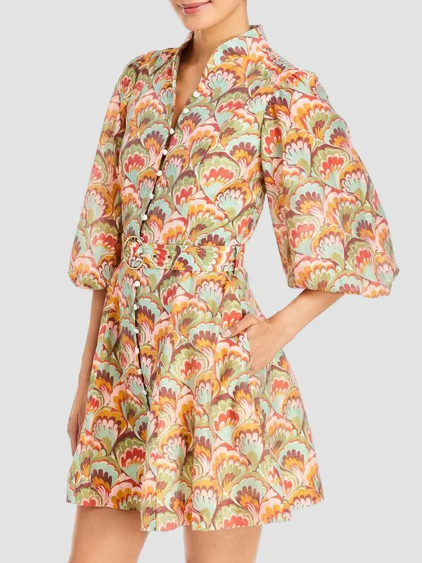 Mestiza New York Valencia Abstract Organza Belted Minidress