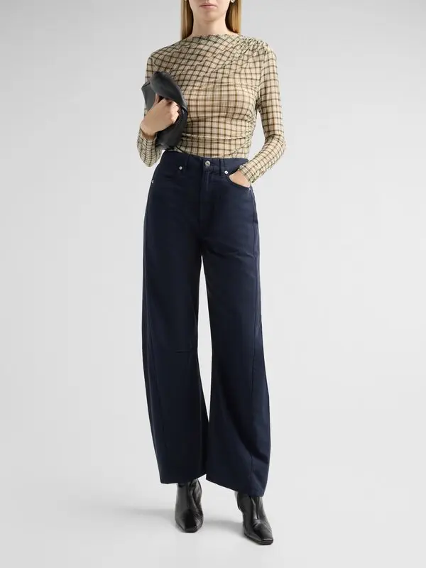 Veronica Beard Sloan High-rise Barrel-leg Pants - Navy Stone