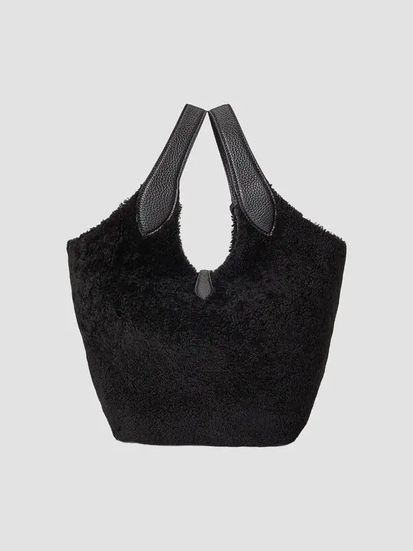 Polo Ralph Lauren Medium Polo Play Shearling & Leather Tote Bag