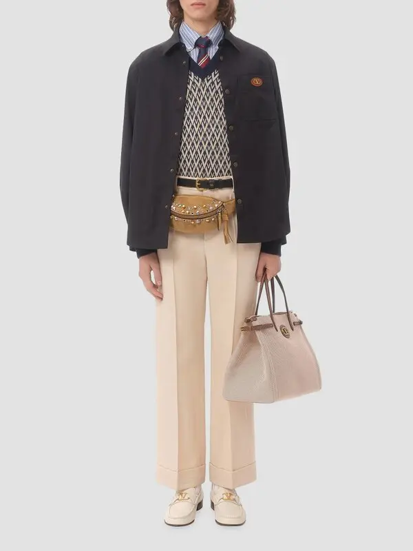 Valentino Garavani Nylon Shirt Jacket With Rubberized V Detail