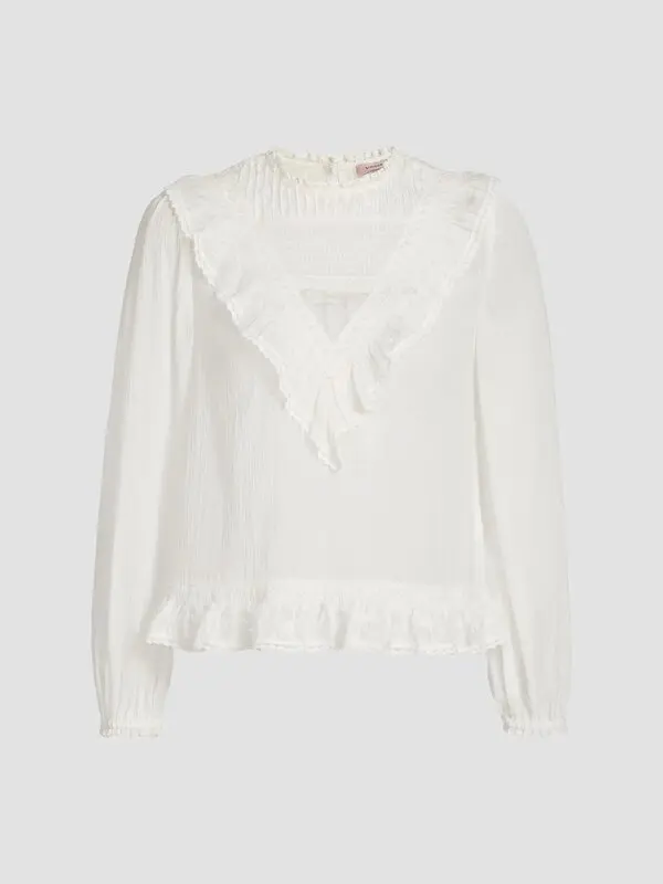 Lingua Franca Patchwork Lace Cotton Shirt