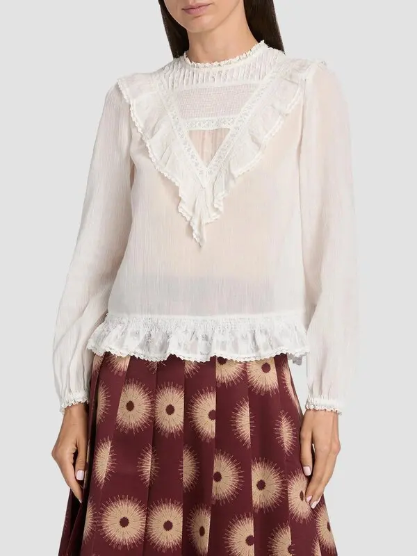 Lingua Franca Patchwork Lace Cotton Shirt